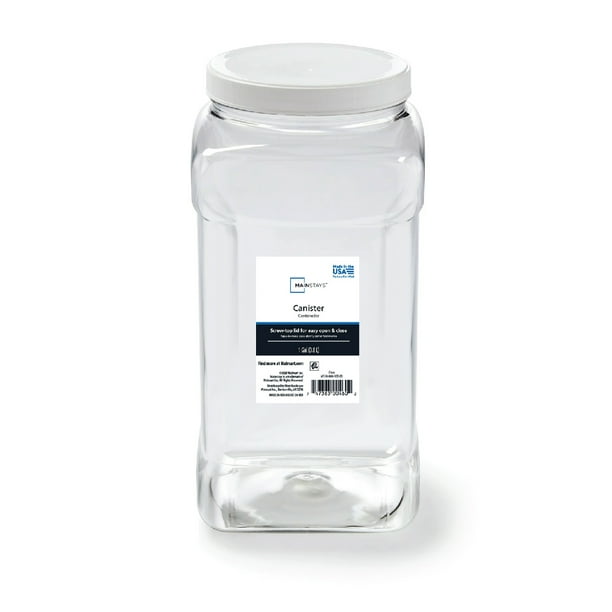 Mainstays 4-Quart Clear Plastic Canister with White Twist-Top Lid (1 ...