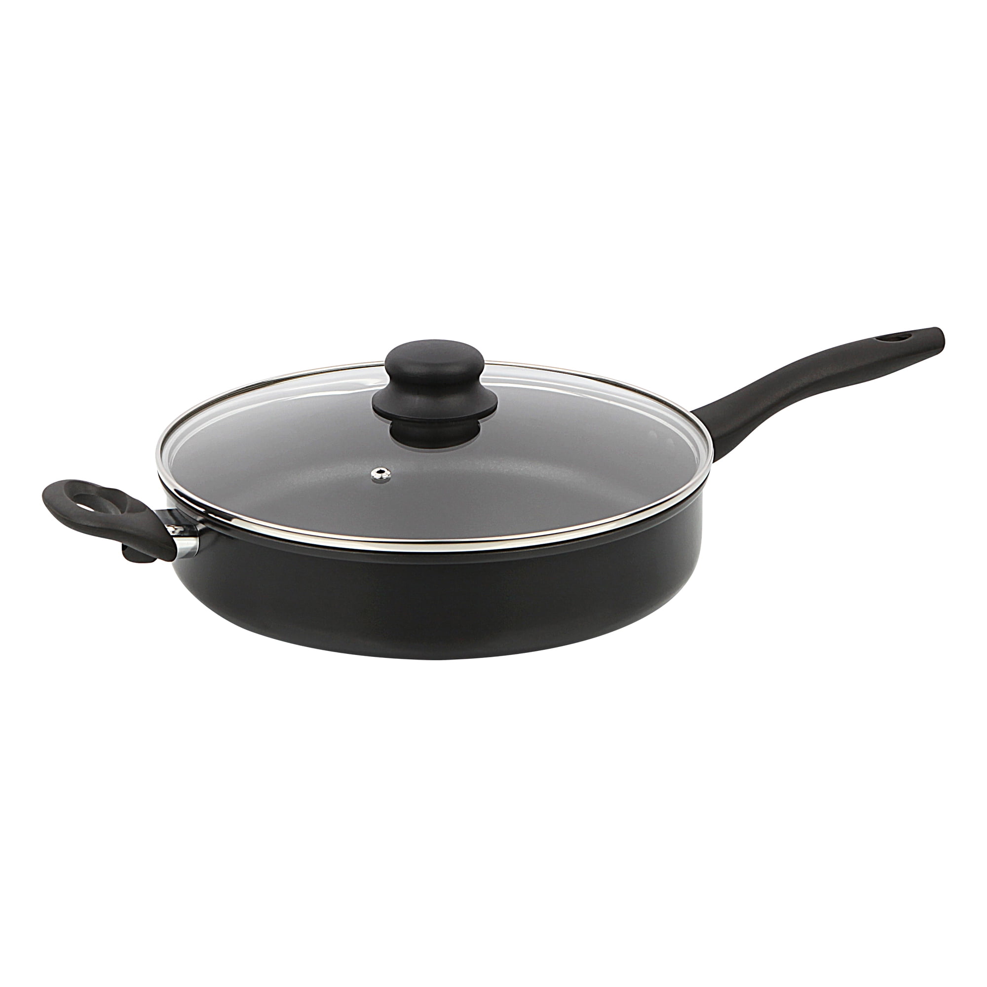 Mainstays Non-Stick Jumbo Cooker 4 Quart with Glass Lid, Black, Handled ...