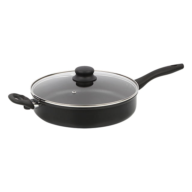 Mainstays 4-Quart Non-Stick Jumbo Cooker with Glass Lid, Black ...