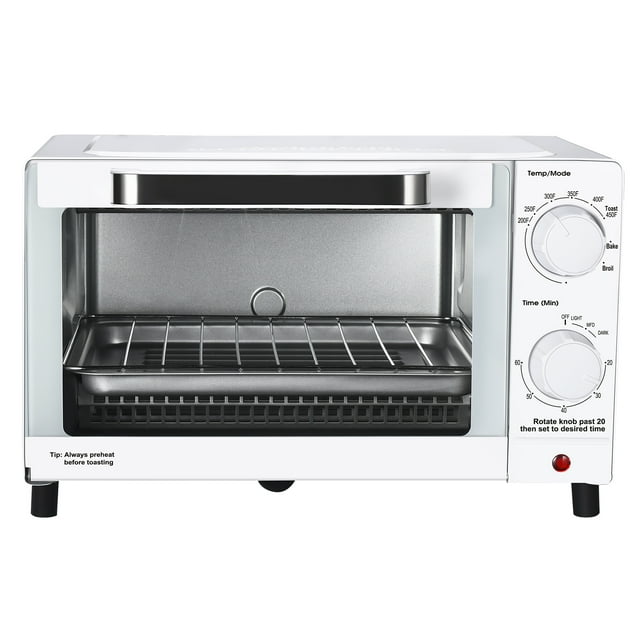 Mainstays 4 Slice Toaster Oven with 3 Settings, includes baking rack ...