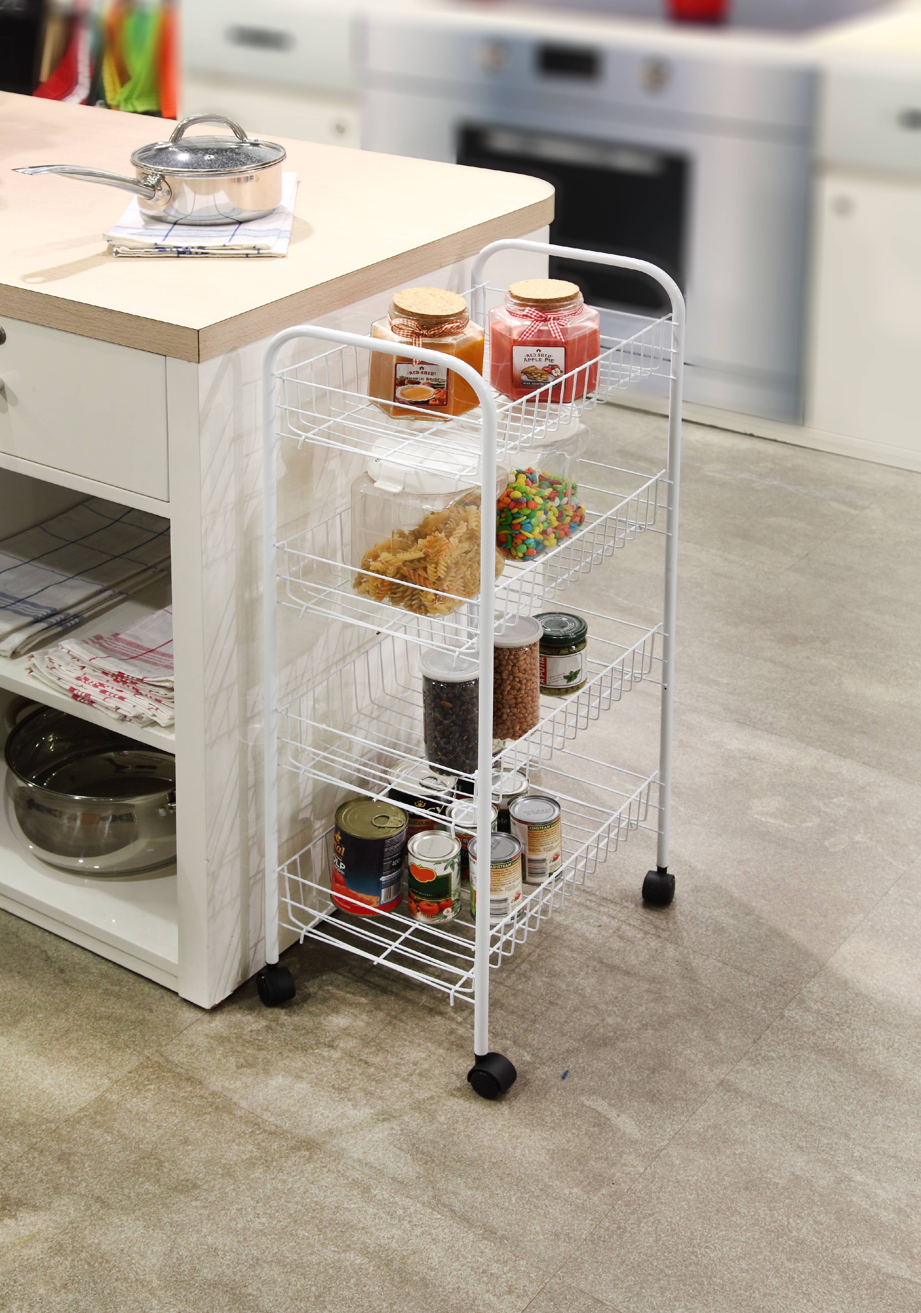 Mainstays 4-Tier Steel Wire Cart, White - Walmart Business Supplies