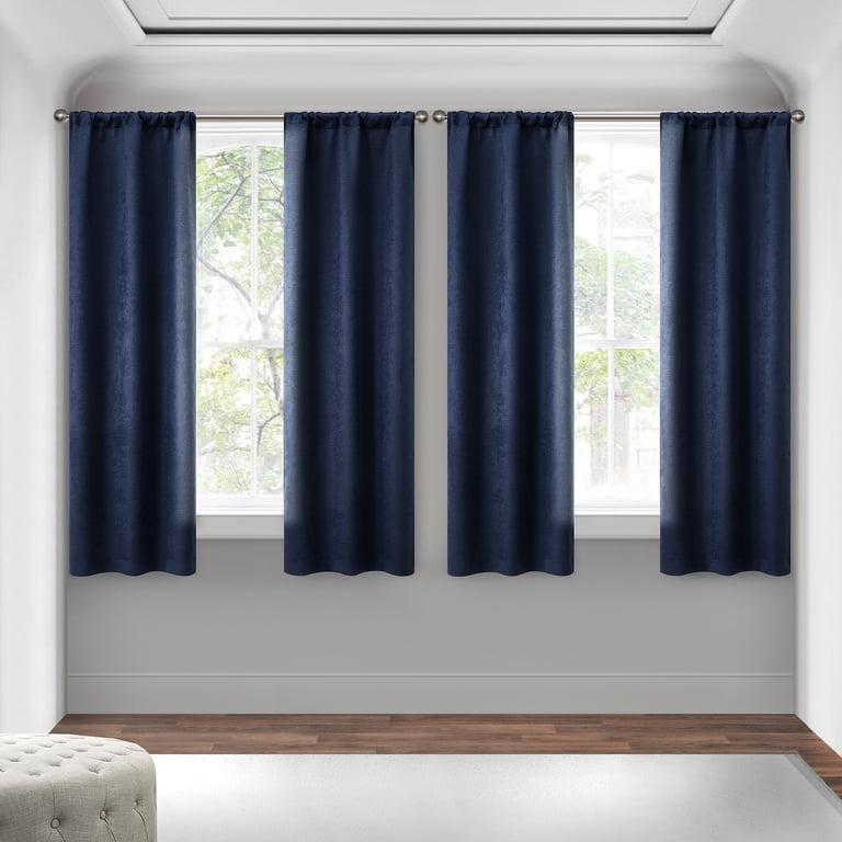 Blue Curtain Panels Blue Stone Washed Rod Pocket Linen Curtain Panel