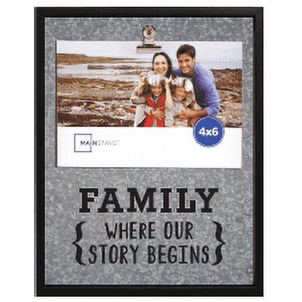 Mainstays 4" x 6" Black Family Linen Clip Sentiment Photo Frame ...