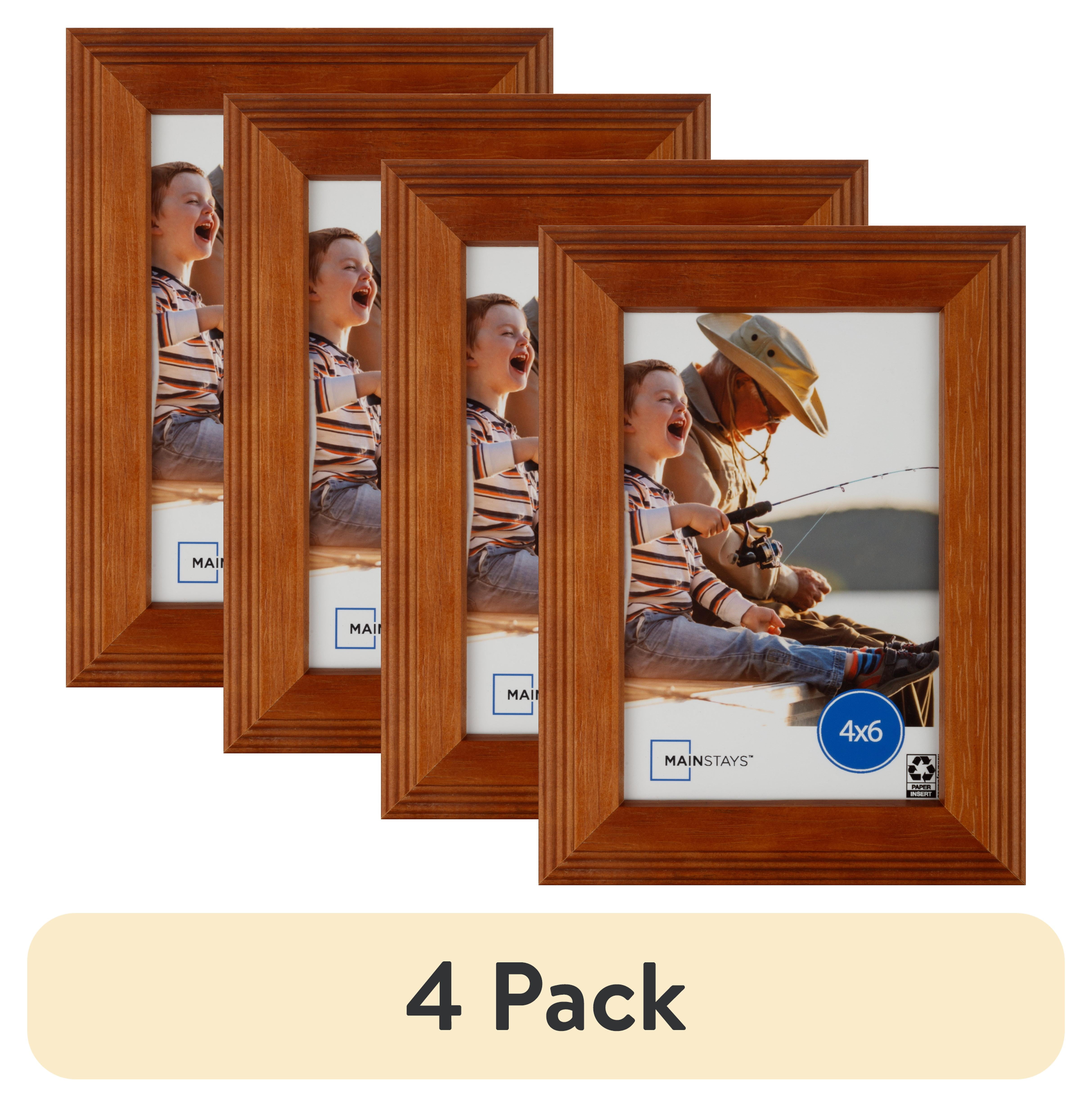 (4 pack) Mainstays 4" x 6" Solid Oak Wood Tabletop Picture Frame ...