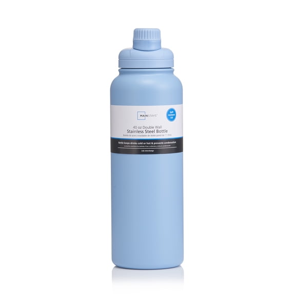 Mainstays Water Bottle 40 fl oz Insulated Stainless Steel Blue Essence ...