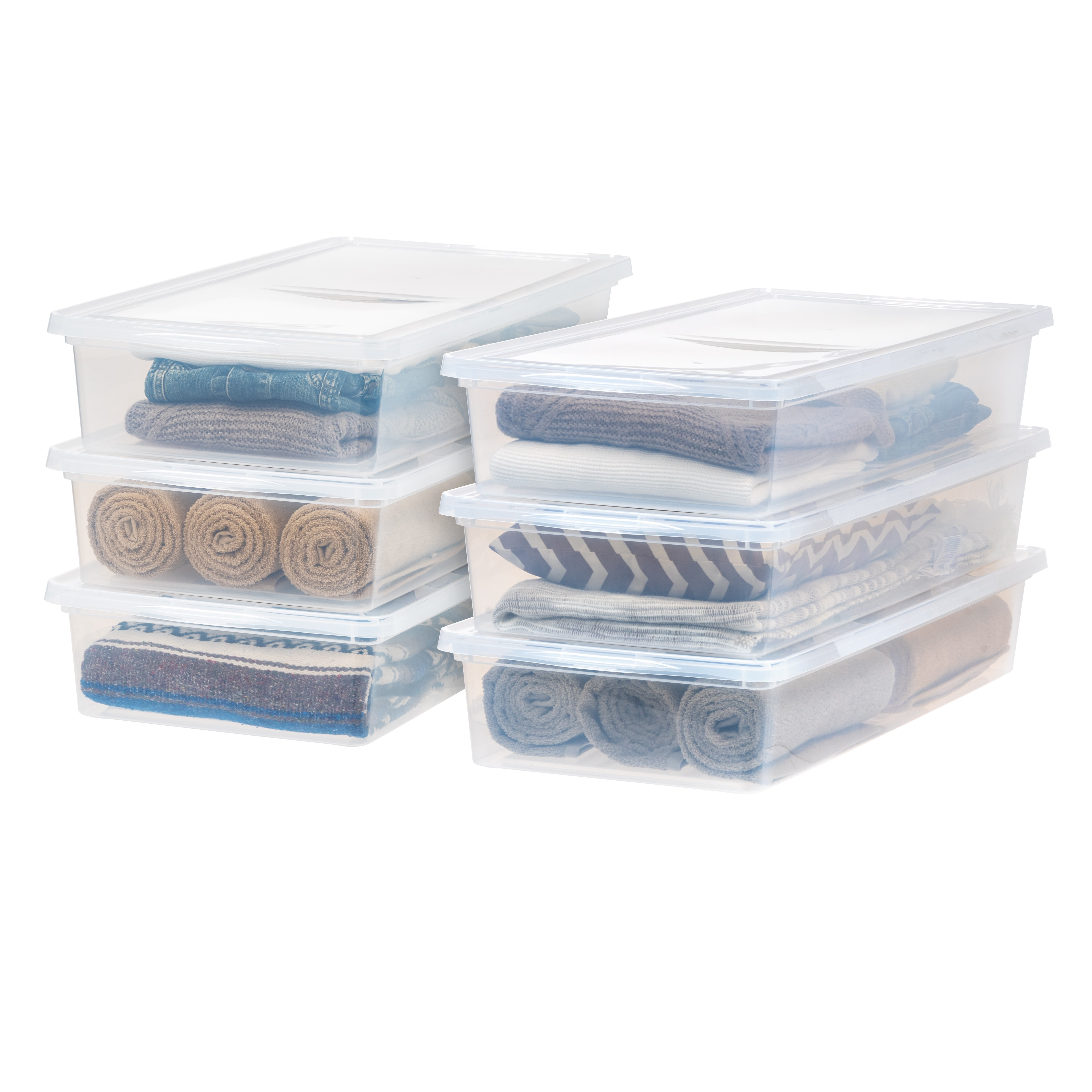 Mainstays 41 Qt. Plastic Underbed Storage Bins with Lids, Clear ...