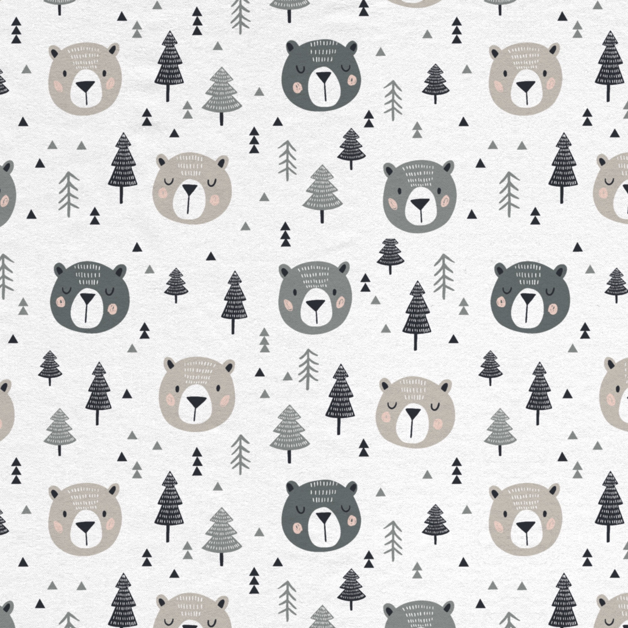 Mainstays 42" Light-weight Flannel Fabric Gray Bears by the Yard, Gray ...