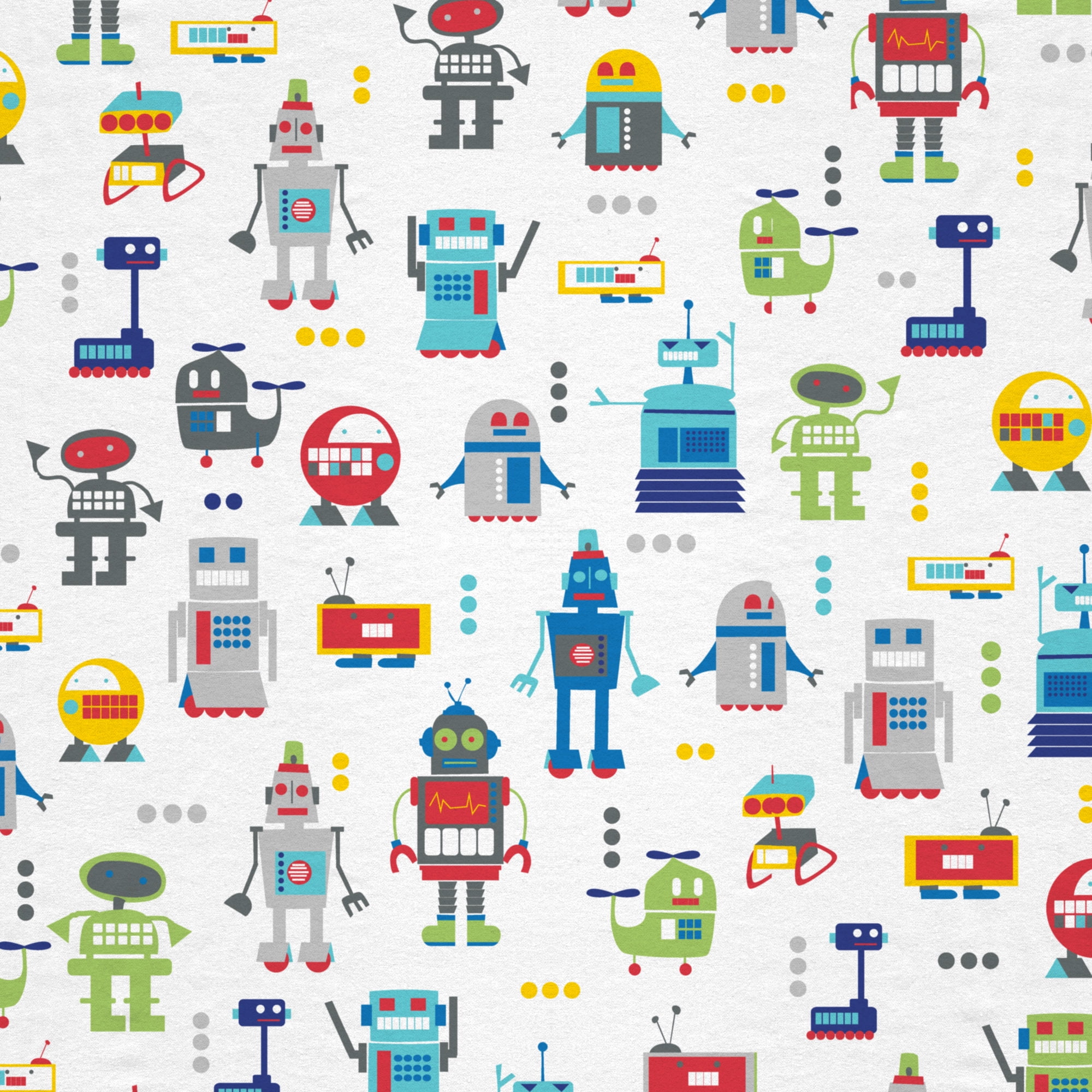Mainstays 42" Light-weight Flannel Fabric Robots by the Yard, White ...