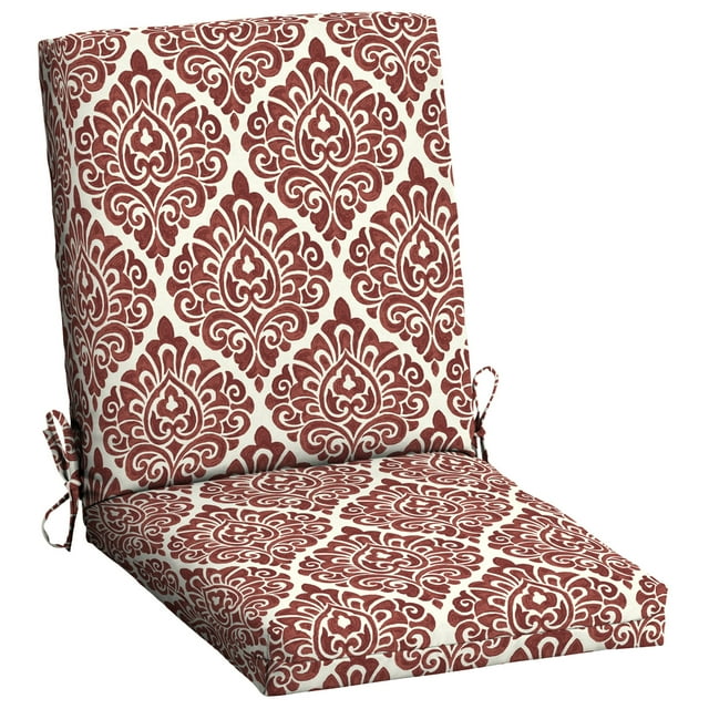 Mainstays 43" x 20" Red Damask Rectangle Outdoor Patio Chair Cushion, 1 ...