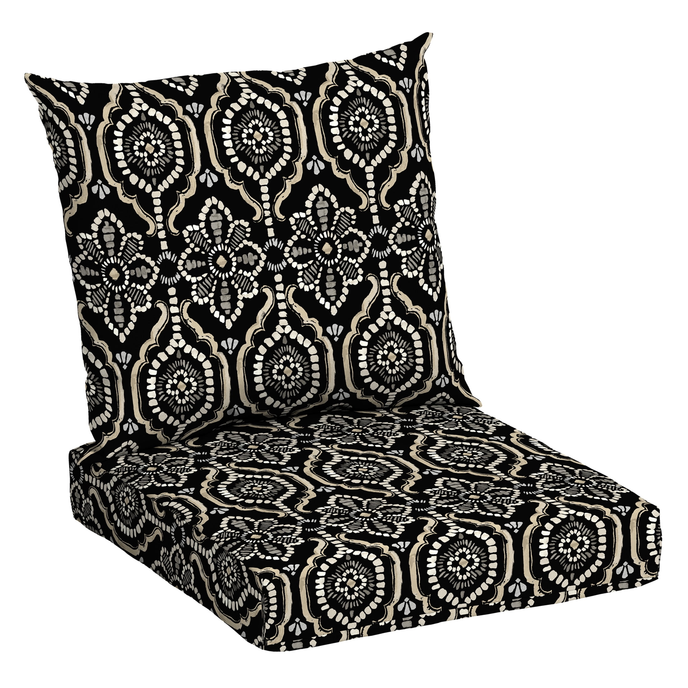 Mainstays 45"L x 22.7"W Black Medallion Deep-Seat Outdoor Seating ...