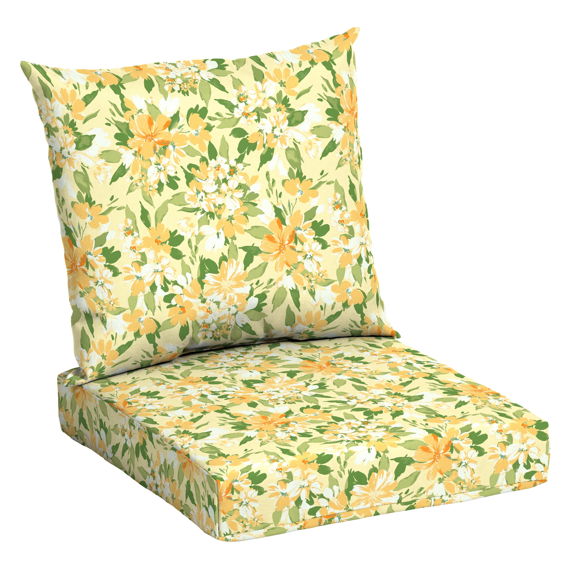 Mainstays 45"L x 22.75"W Yellow Floral Rectangle Outdoor 2-Piece Deep ...