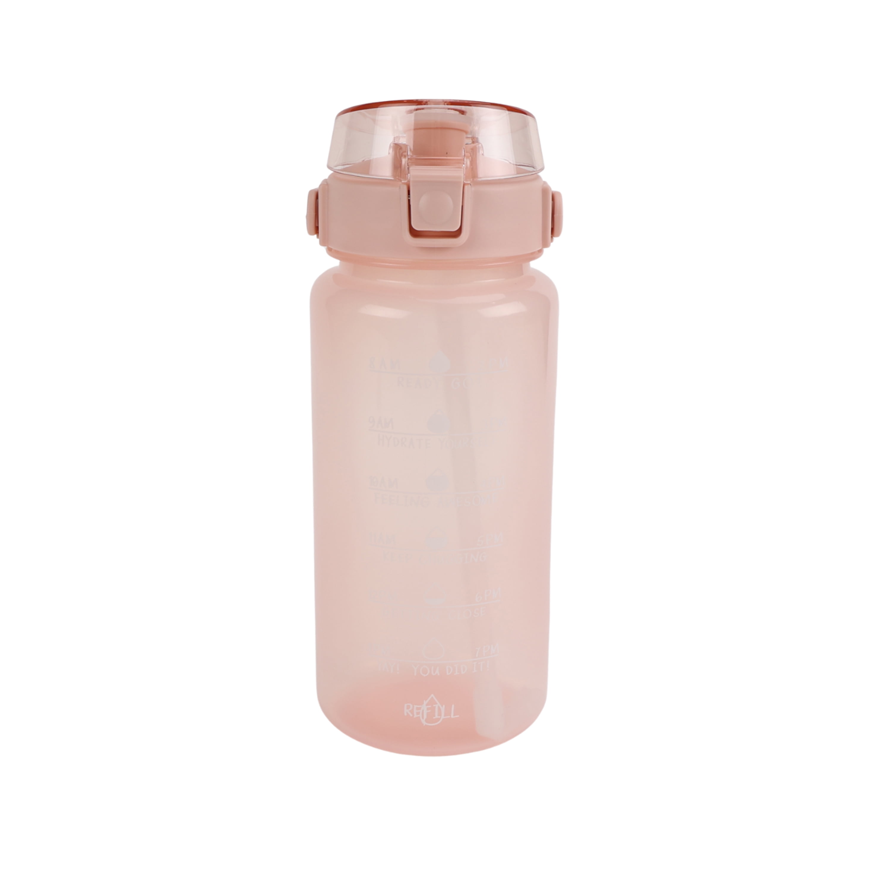 Mainstays 48 Ounce Plastic Water Bottle with Milestone Markings, Pink ...