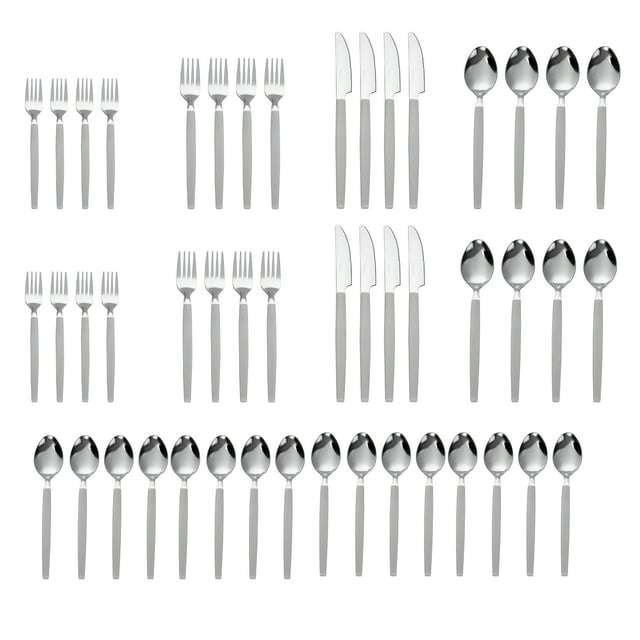 Mainstays 49-Piece Stainless Steel & Plastic Flatware with Organizer ...