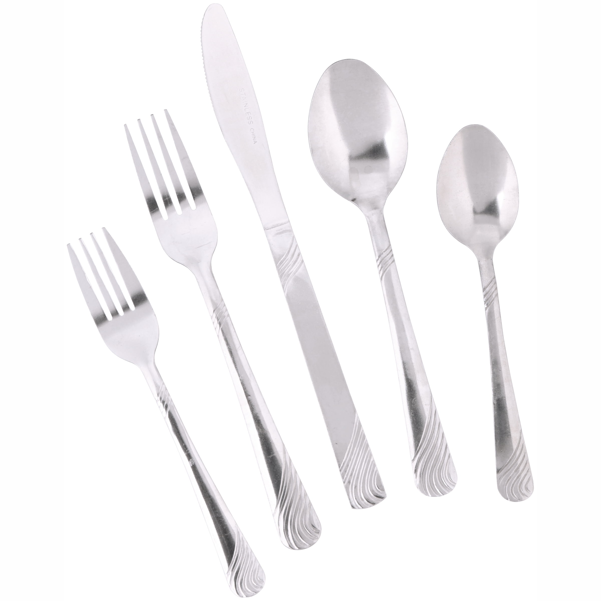 Mainstays 49-piece Stainless Steel Swirl Flatware Set with Organizer ...