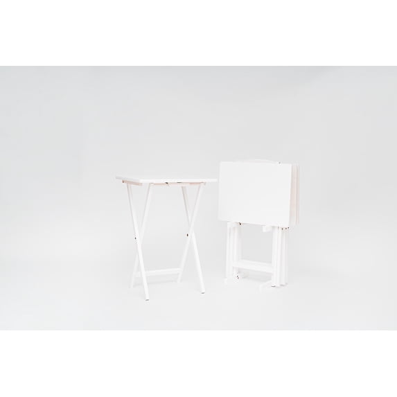 Mainstays 4pcs Folding Tray Tables with 1pc Storage Rack, White ...