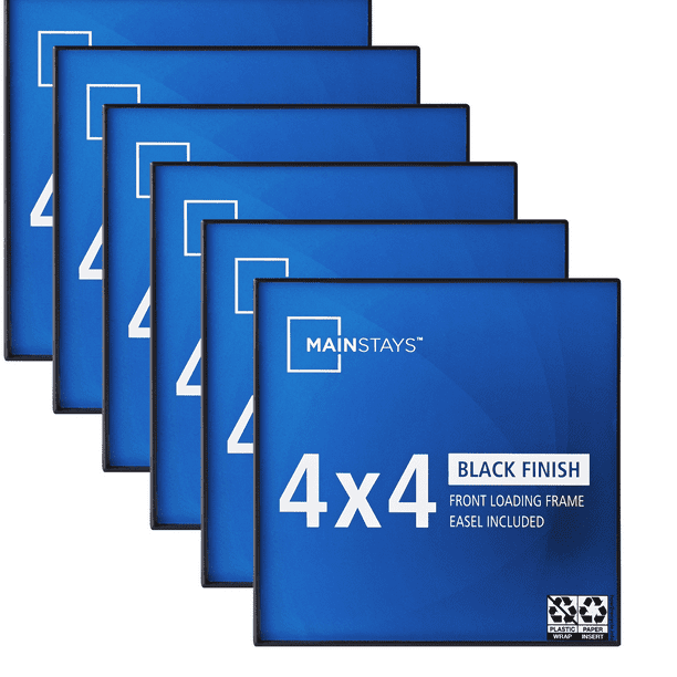 Mainstays 4x4 Front Loading Gallery Wall Tabletop Picture Frames, Black ...
