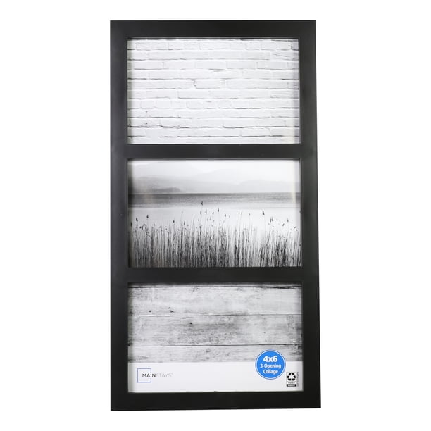 Mainstays 4x6 3-Opening Linear Gallery Collage Picture Frame, Black ...