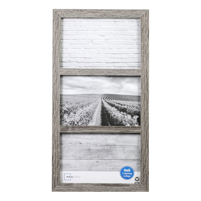 Mainstays 3-Opening 4" x 6" Rustic Gray Linear Gallery Collage Photo ...