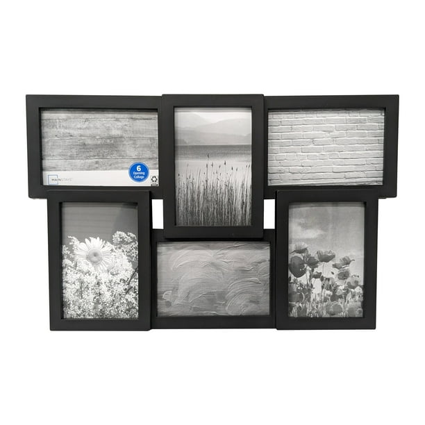 Mainstays 4x6 6-Opening Linear Gallery Collage Picture Frame, Black ...