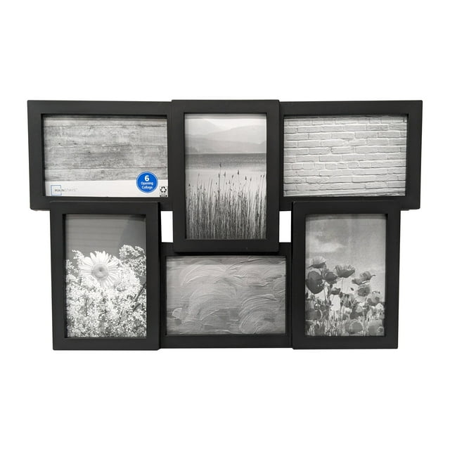 Mainstays 4x6 6-Opening Linear Gallery Collage Picture Frame, Black ...