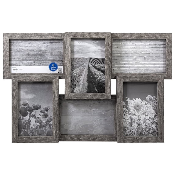 Mainstays Rustic Gray 4x6 6-Opening Gallery Collage Picture Frame for ...