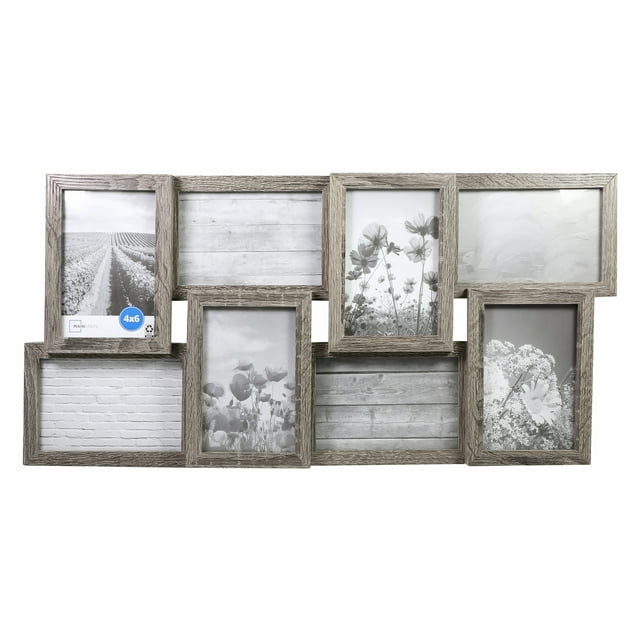 Mainstays 4x6 8-Opening Linear Gallery Collage Picture Frame, Rustic ...