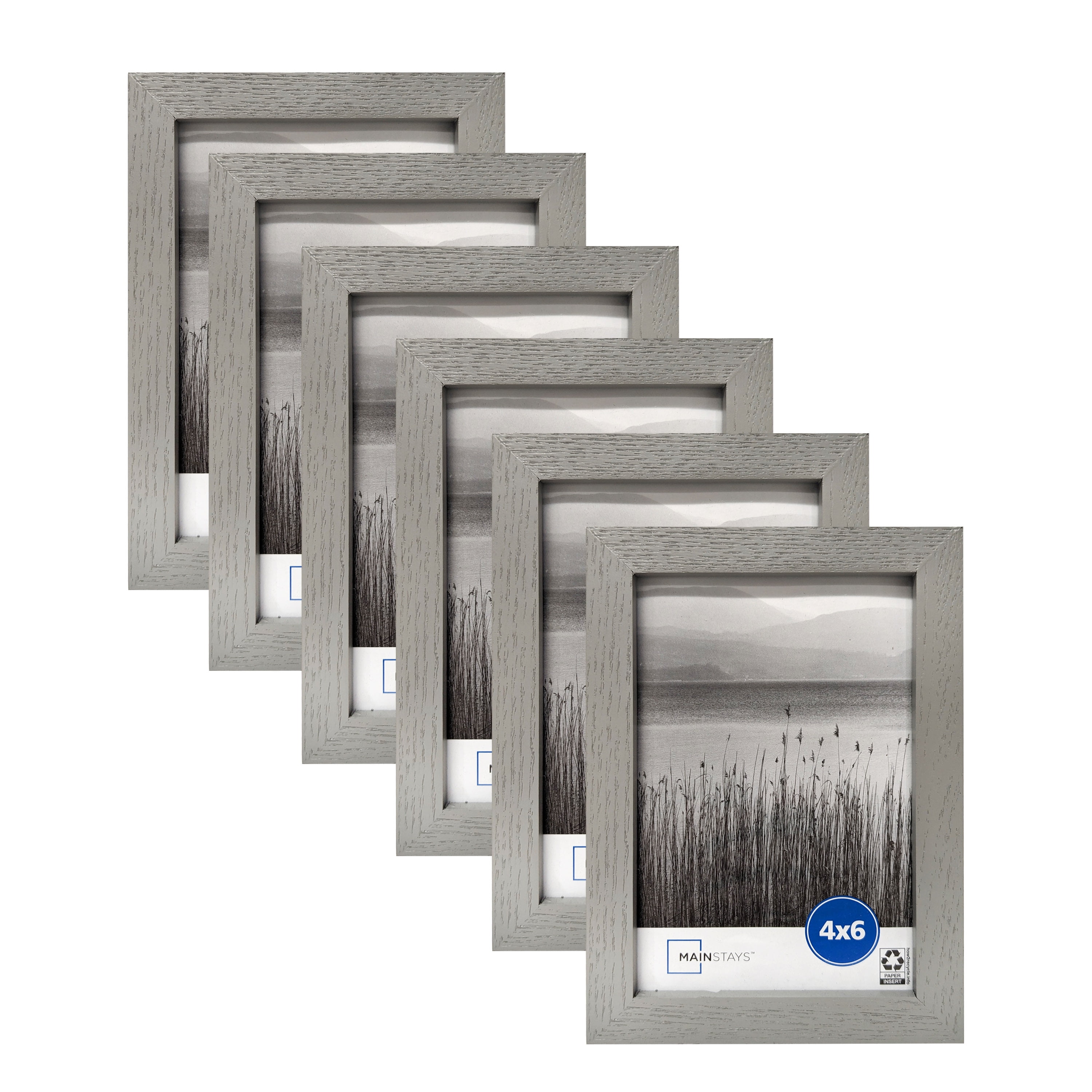 Mainstays 4x6 Linear Gallery Wall Picture Frames Set of 6 Gray for Home ...