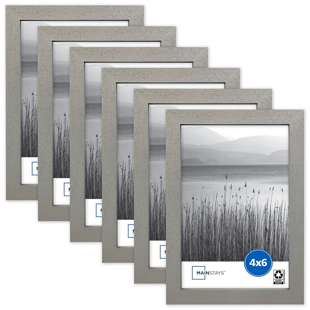 Mainstays 4x6 Linear Gallery Wall Picture Frame, Gray, Set of 6 ...