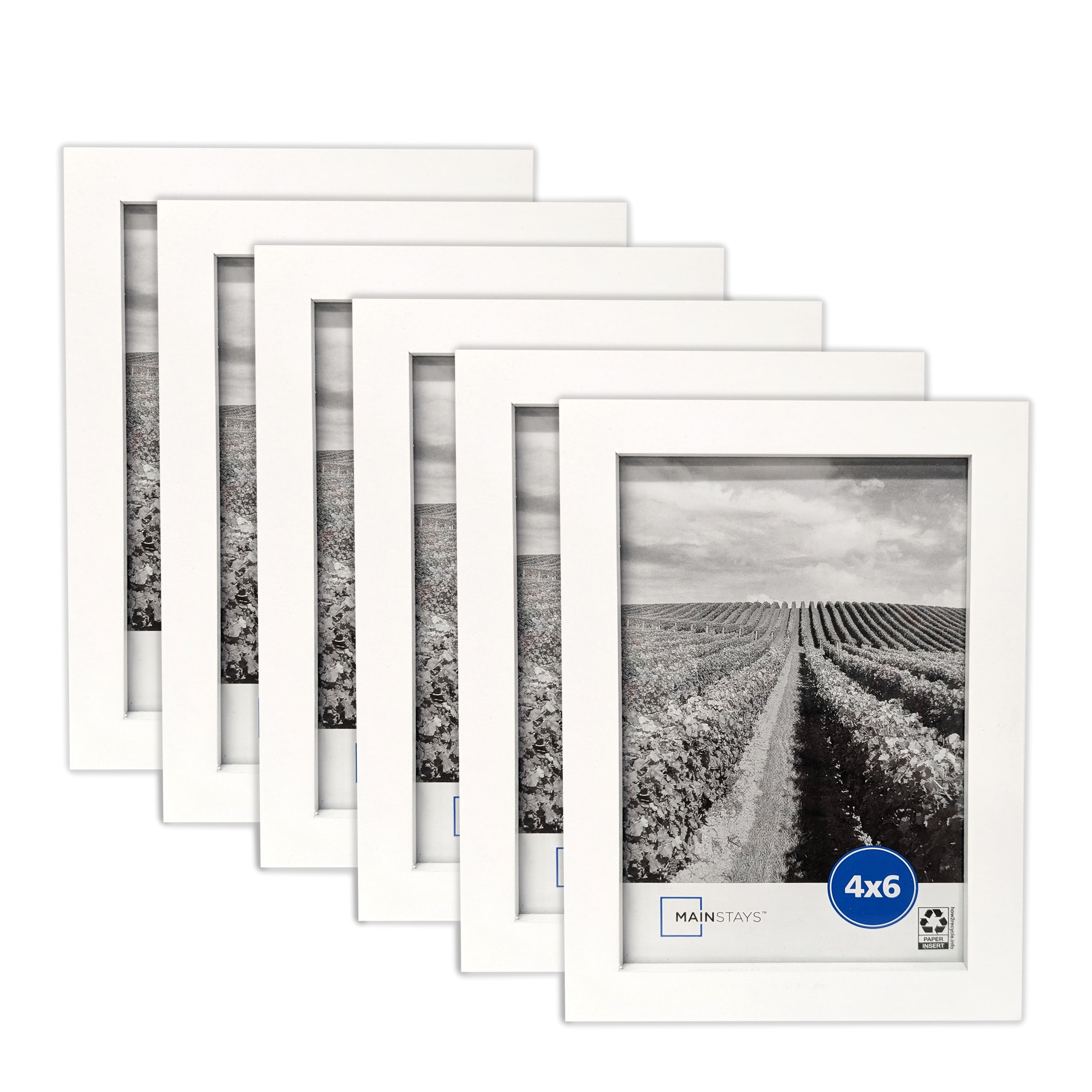 Mainstays 4x6 Linear Gallery Wall Picture Frame, White, Set of 6 ...