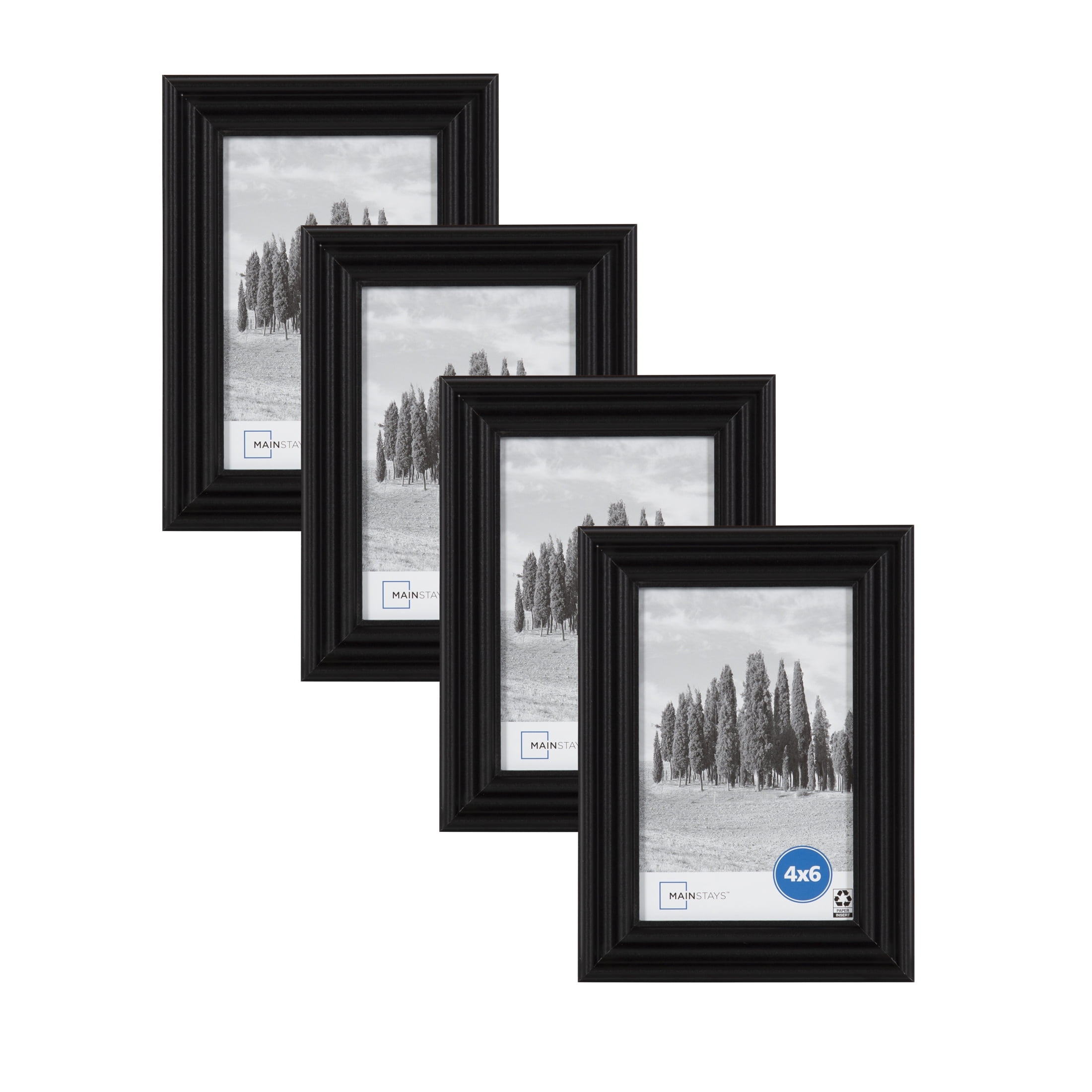 Mainstays 4x6 Traditional Gallery Wall Picture Frame, Black, Set of 4 ...