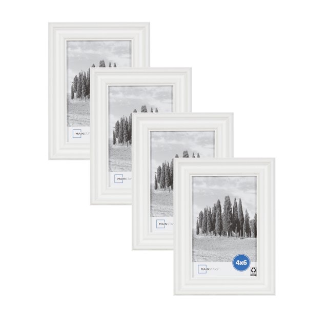 Mainstays 4x6 Traditional Gallery Wall Picture Frame, White, Set of 4 ...