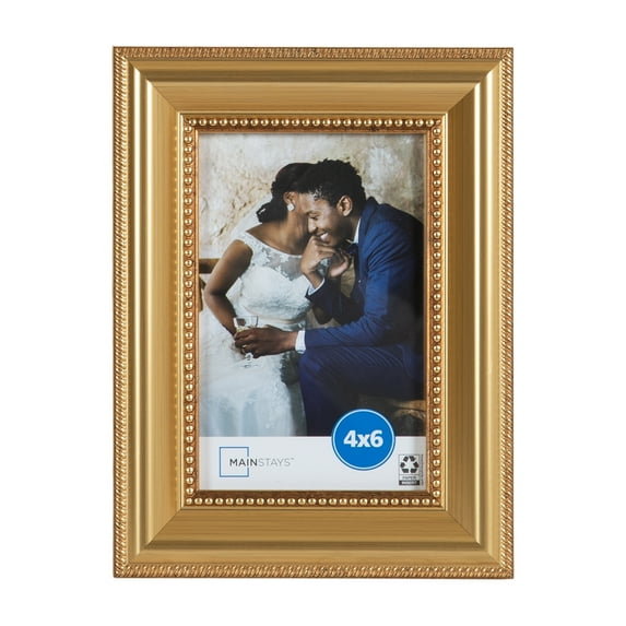 Mainstays 4x6 Gold Beaded Photo Frame with Glass Texture - Walmart.com