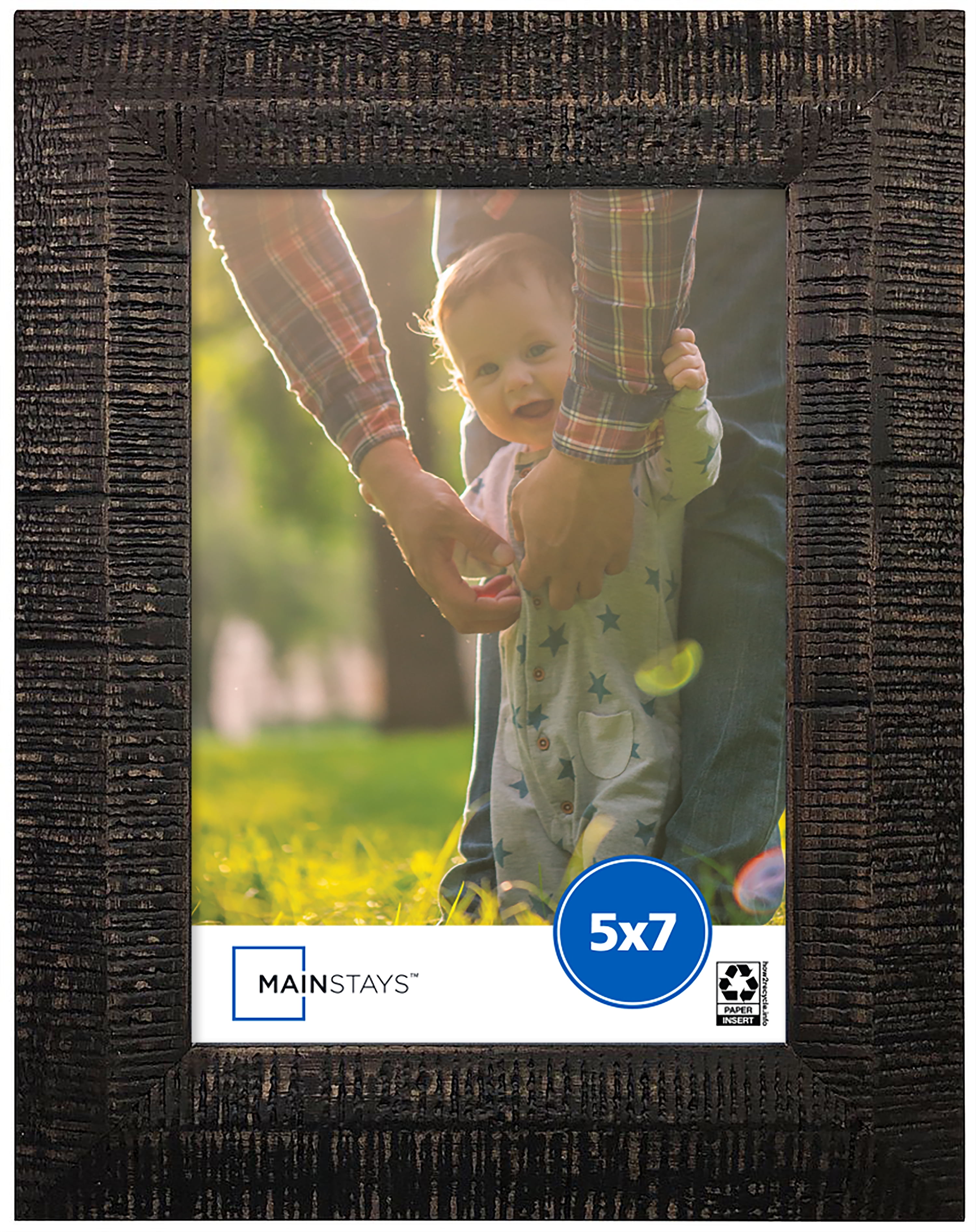 Mainstays 4x6 Black Vintage Charred Wood Tabletop Picture Frame with ...