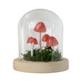 Mainstays 5.1" Tall Tabletop LED Red Mushroom Cloche with Natural Wood ...