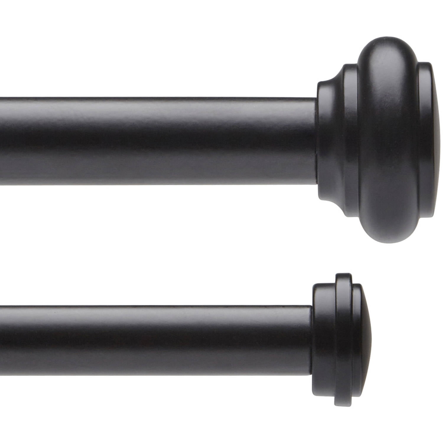 Mainstays 5/8" Matte Black Adjustable Double Curtain Rod, 48-84", Black ...