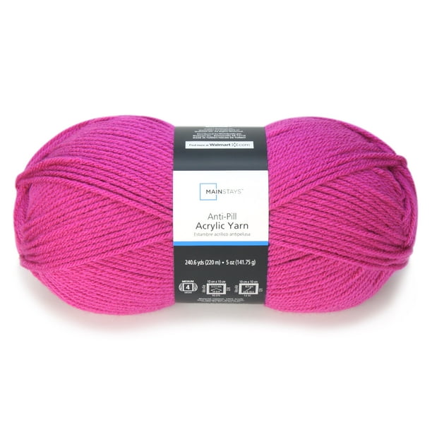 Mainstays 5 Oz Anti-Pill Acyrilic Yarn, 100% Acyrilic, Pink - Walmart ...