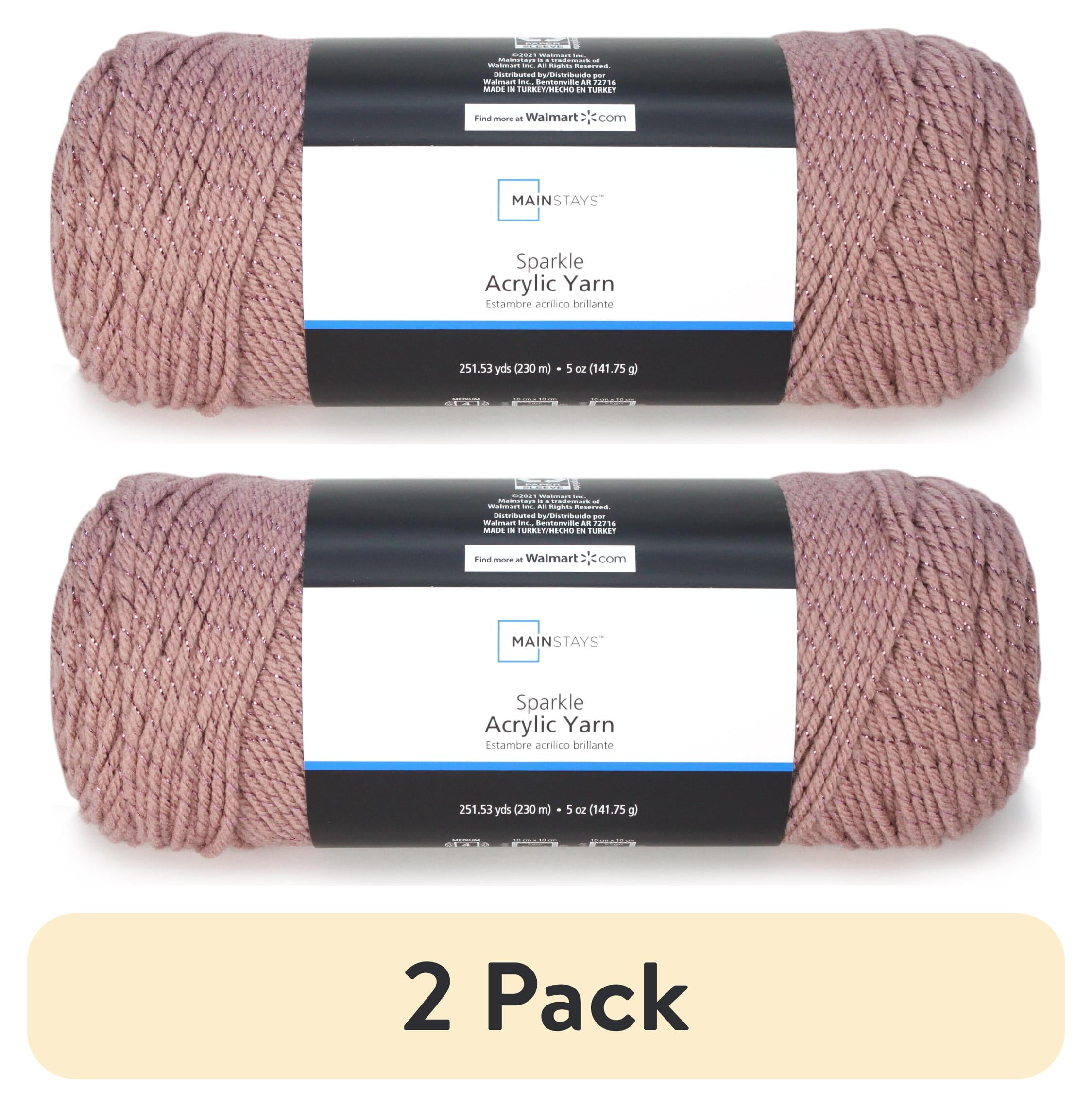 (2 pack) Mainstays 5 Oz Sparkle Acyrilic Yarn, 98% Acyrilic 2% Metallic ...