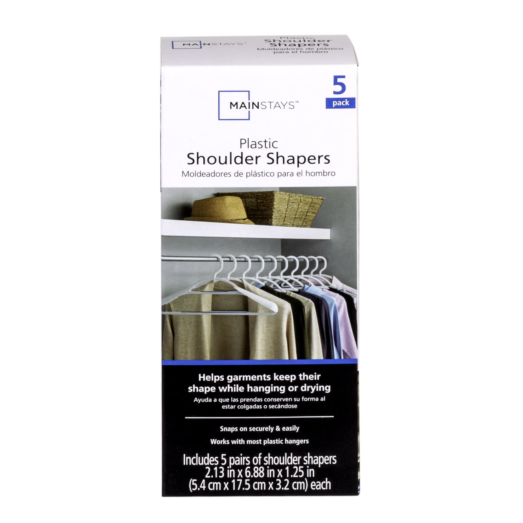 Mainstays 5 Pack Plastic Hanger Shoulder Shaper- White - Walmart.com