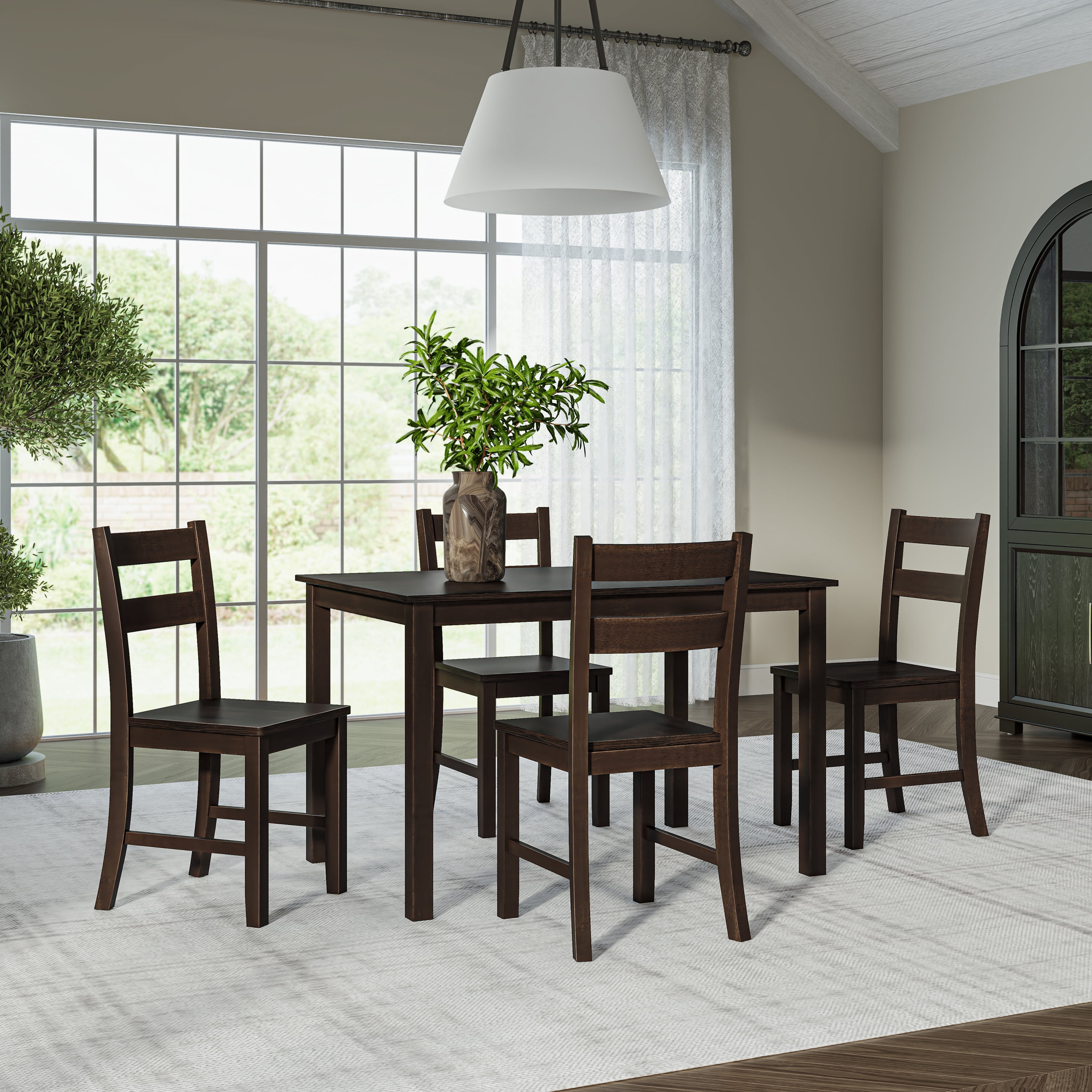Mainstays Eastwood 5 Piece Wooden Dining Set, Dark Brown - Walmart.com