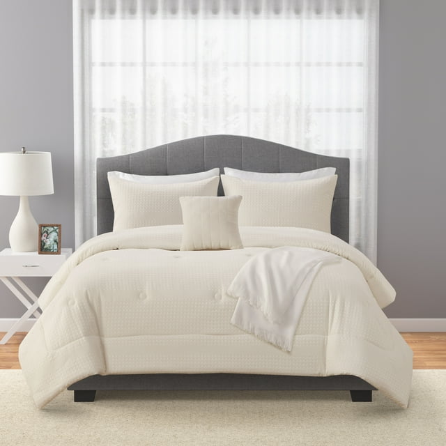 Mainstays 5-Piece Ivory Waffle Comforter Set, King - Walmart.com
