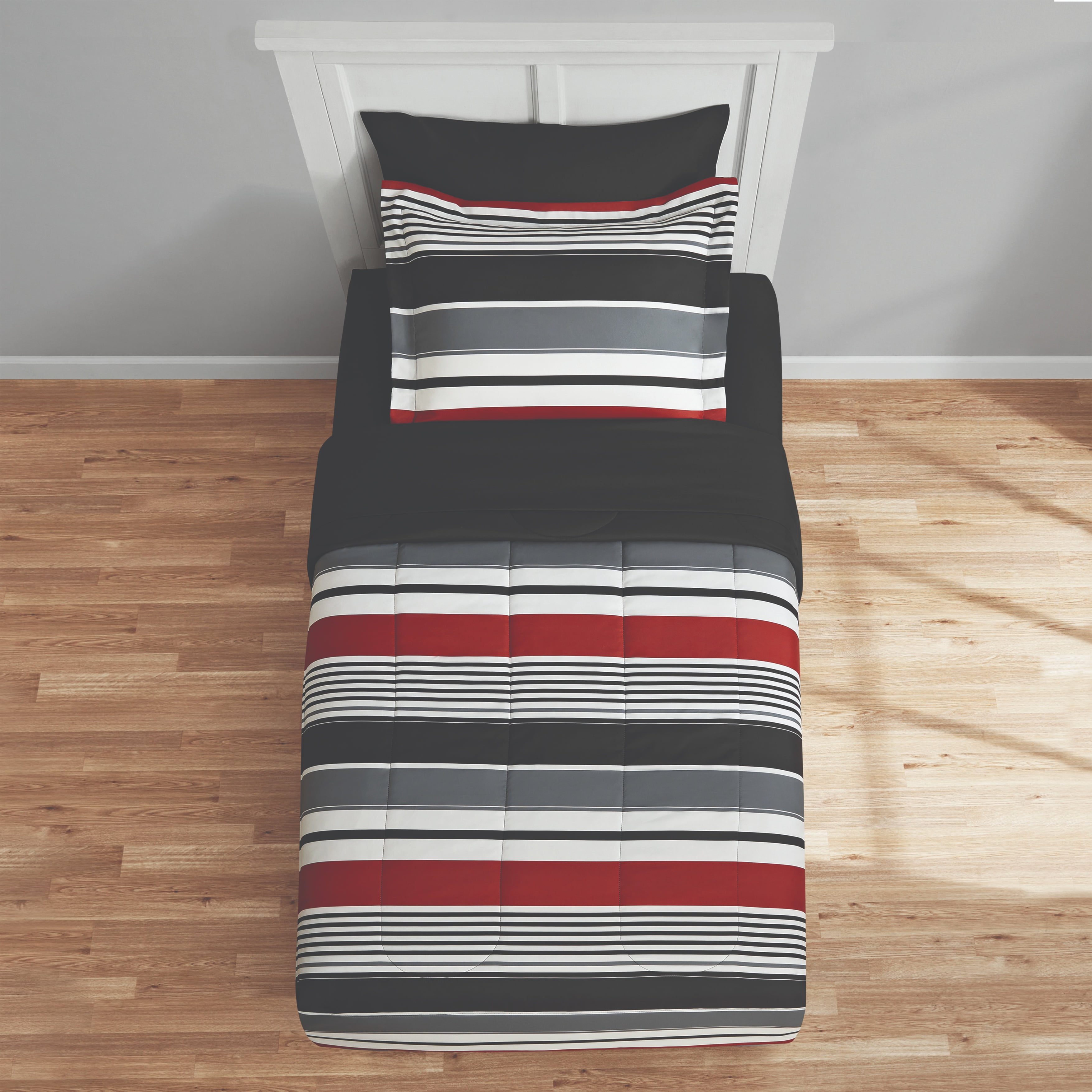 Mainstays 5 Piece Reversible Bed in a Bag Comforter Set with Sheets ...