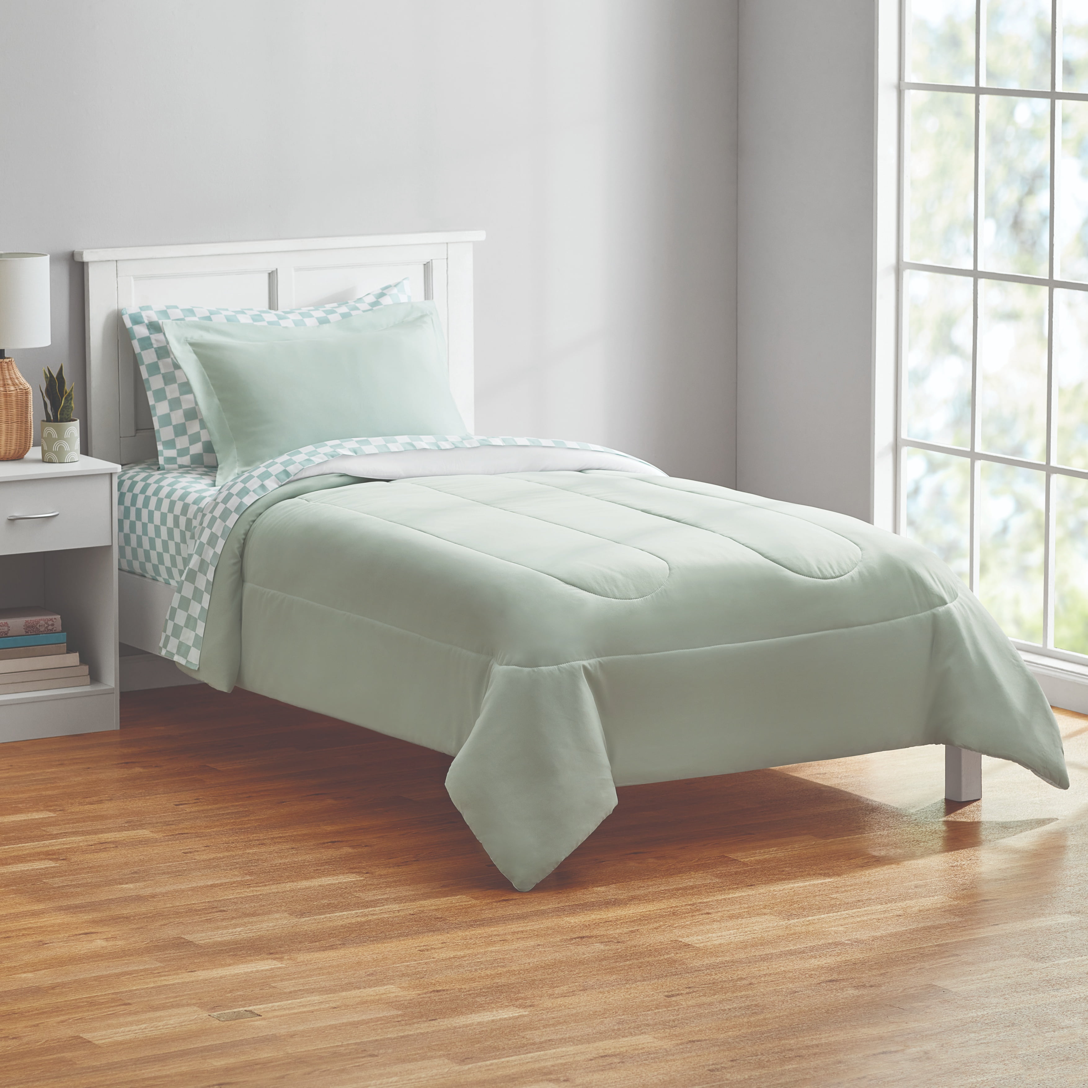 Mainstays 5 Piece Reversible Bed in a Bag Comforter Set with Sheets ...