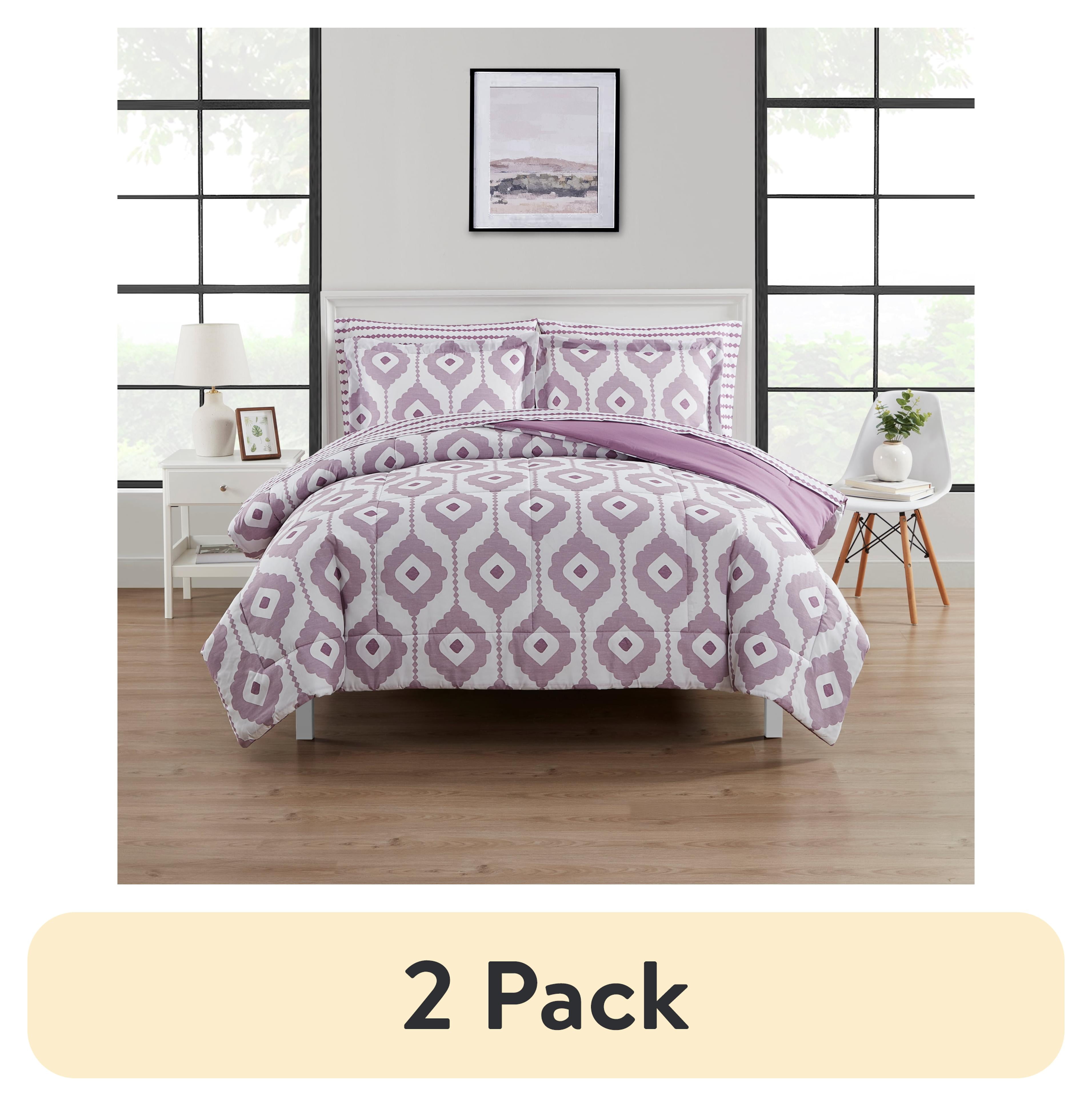 (2 pack) Mainstays 5 Piece Reversible Bed in a Bag with Sheets, Lilac ...