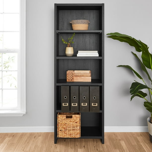 Mainstays Westley 5 Shelf Bookcase, Black Finish - Walmart Business ...