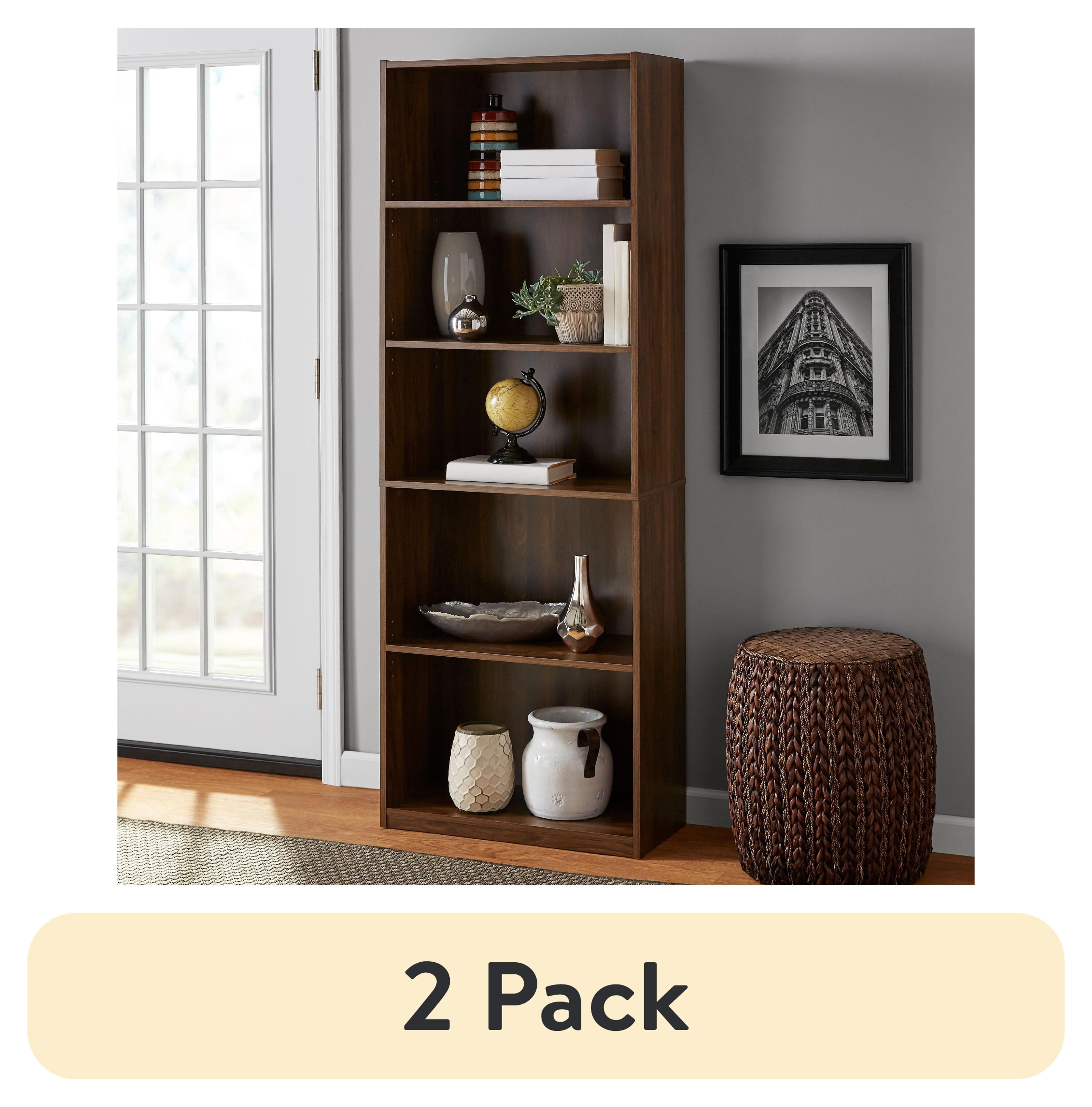 (2 pack) Mainstays 5-Shelf Bookcase with Adjustable Shelves, Canyon ...