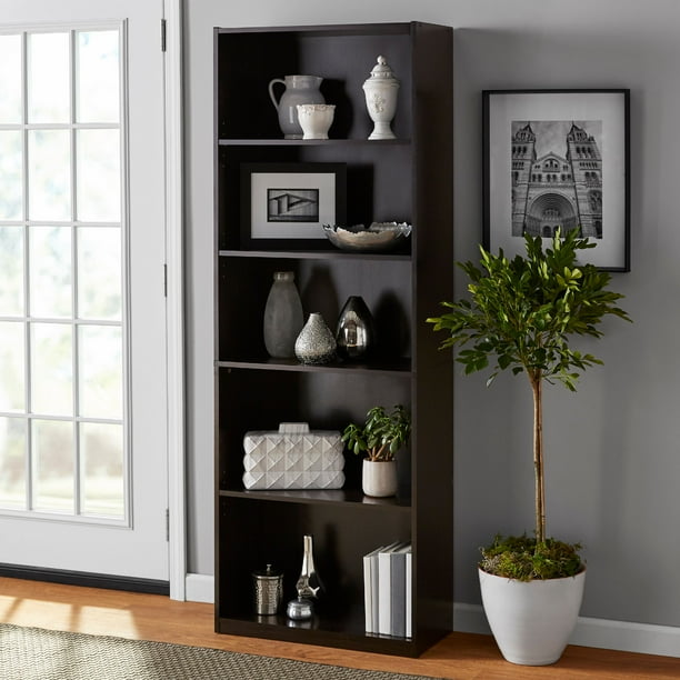 Mainstays 5-Shelf Bookcase with Adjustable Shelves, Espresso - Walmart.com