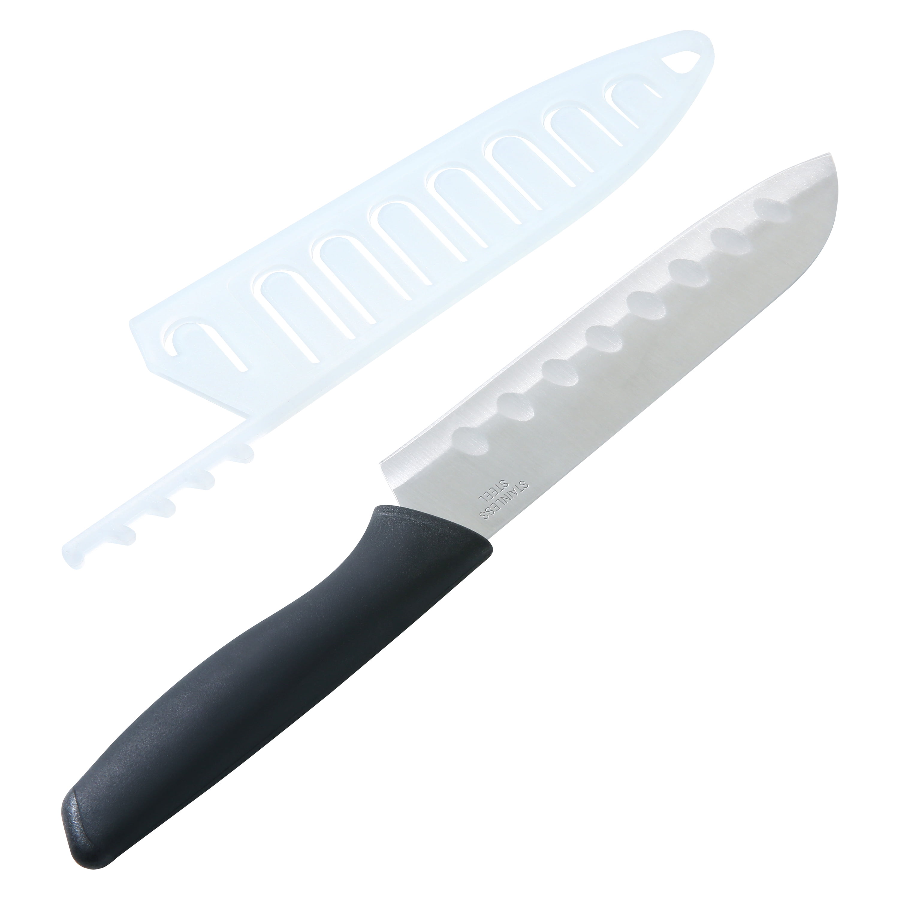 Mainstays 5 Inch Stainless Steel Santoku Knife with Soft Grip Black ...