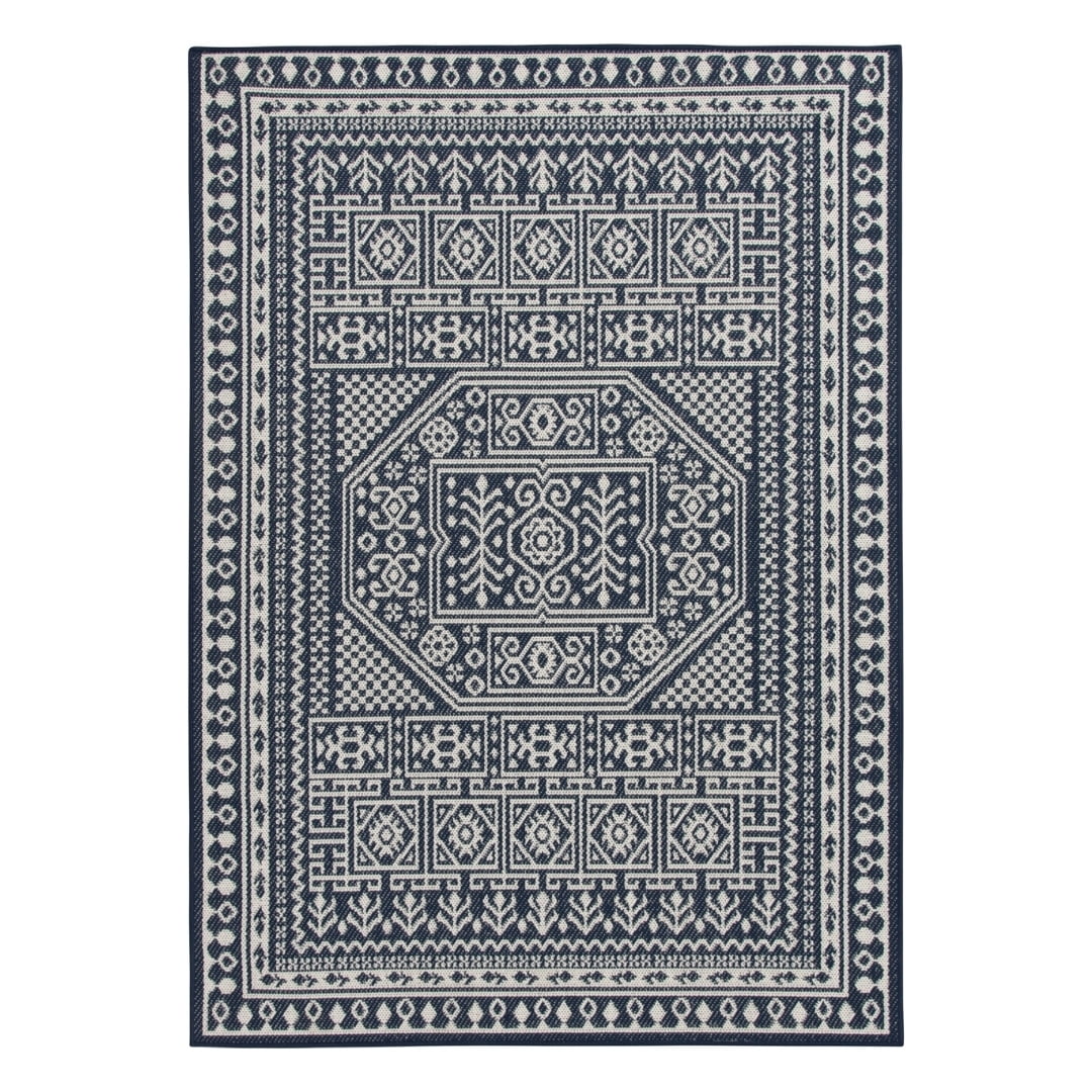 Mainstays 5' x 7' Navy Blue Medallion Outdoor Area Rug - Walmart.com