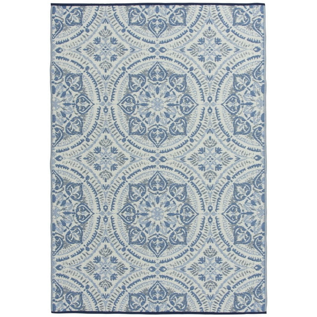 Mainstays 5'x7' Blue Medallion Plastic Outdoor Rug - Walmart Business ...