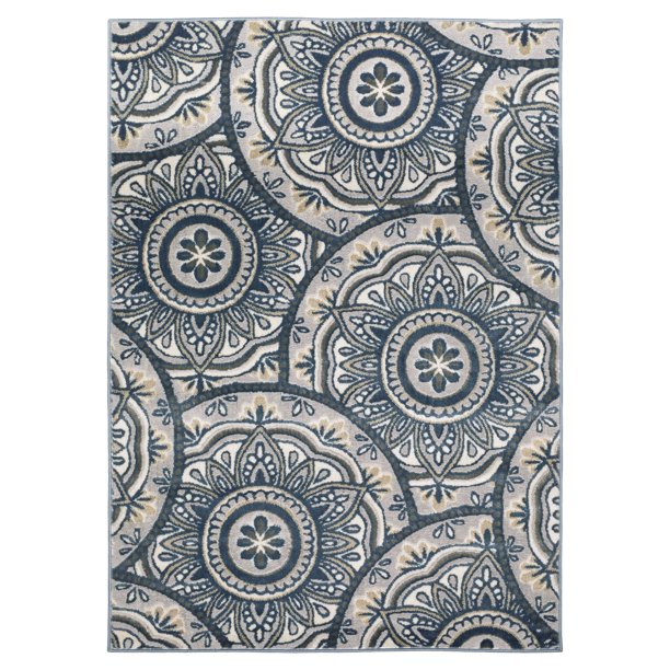 Mainstays 5' x7' Blue Medallions Area Rug - Walmart Business Supplies